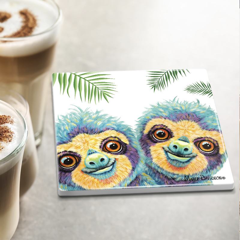 Baby Sloth - Ceramic Coaster - Maree Davidson Art